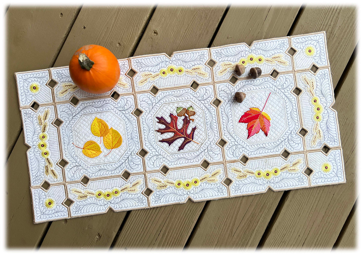 Beauty of Fall Tablerunner Machine Embroidery
