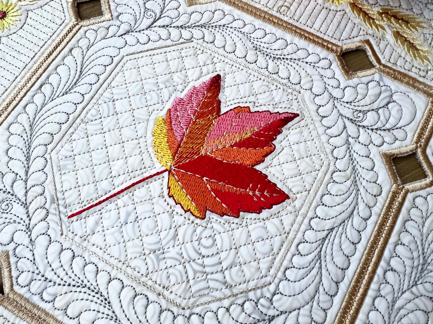 Beauty of Fall Tablerunner Machine Embroidery