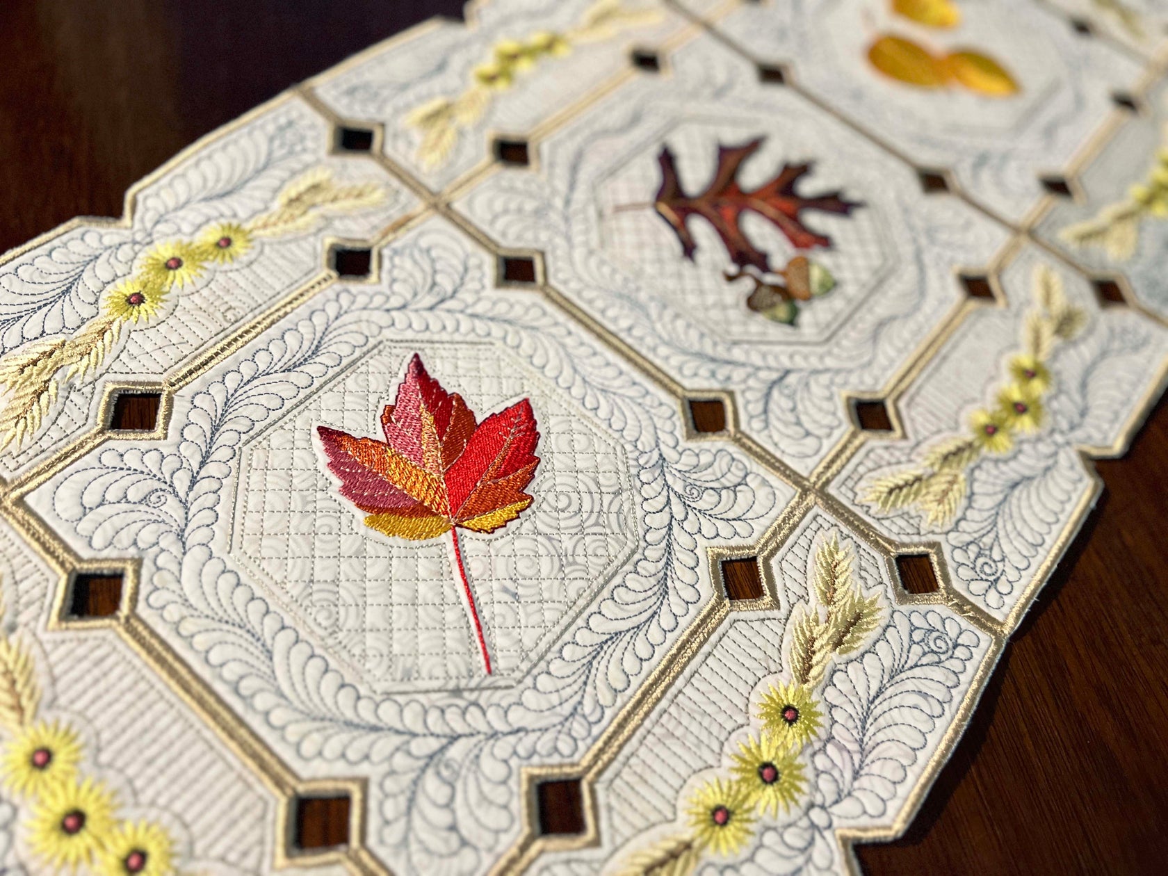 Beauty of Fall Tablerunner Machine Embroidery