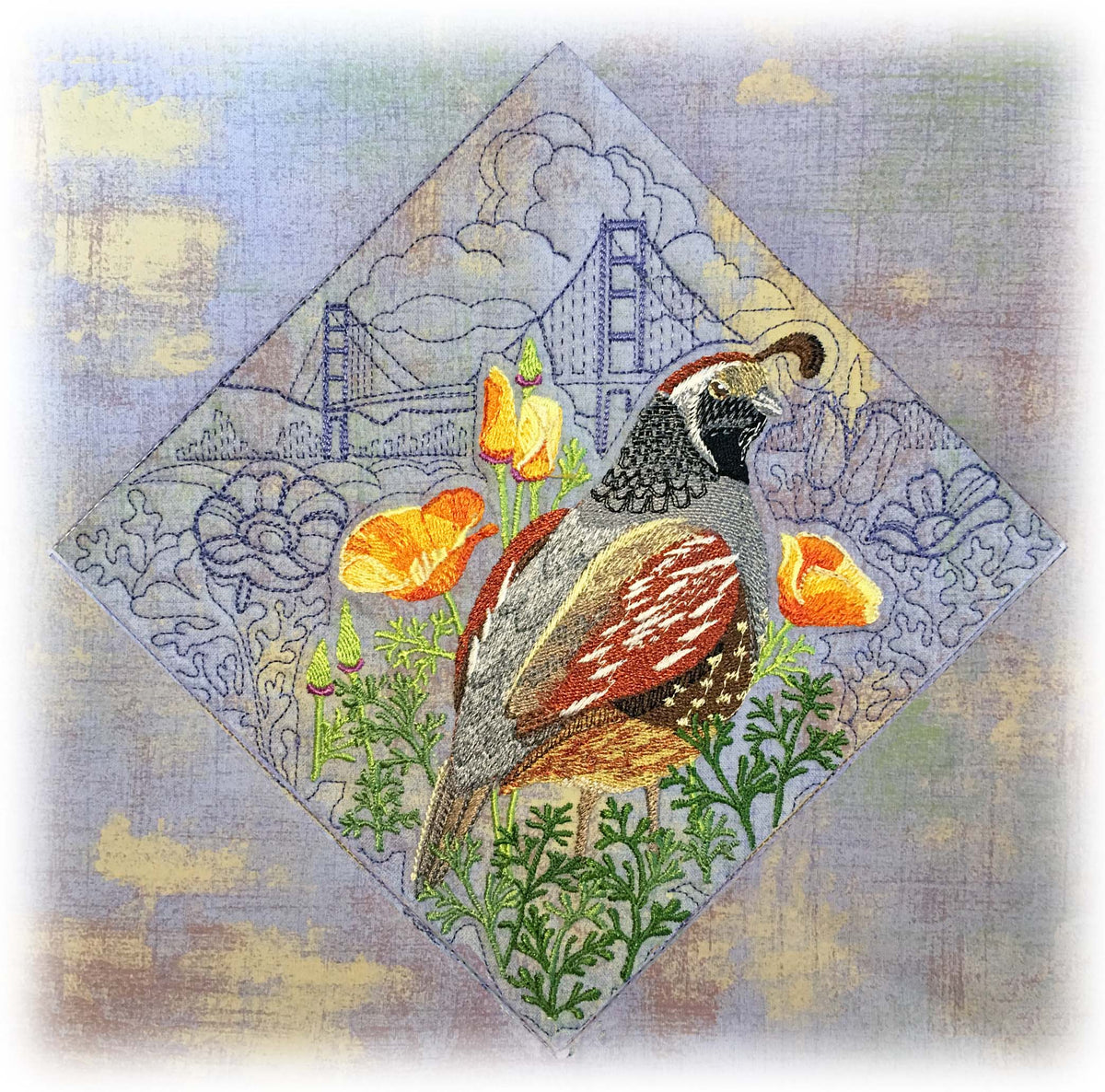 California Quail Machine Embroidery Design
